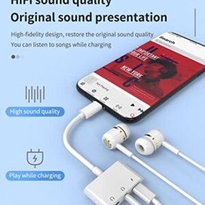 Headphone Adapter for iPhone Lightning to 3.5mm Audio Apple Splitter Dongle Jack AUX Adaptador para Dual Earphone Port 3 in 1 Phone and Charge Charger Earbud 13 12 11 Pro Max Mini Xs Se 7 X 8 Plus