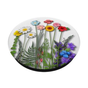 White Floral Pattern Flower Bouquet Phone Popper PopSockets Standard PopGrip