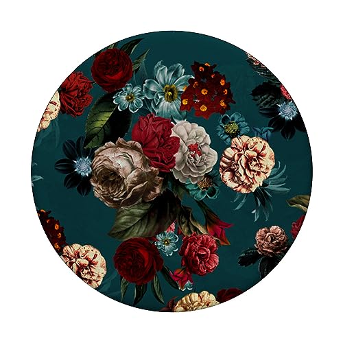 Vintage Floral Red and Teal Flowers Pattern PopSockets Standard PopGrip