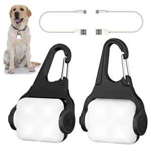 dog lights for night walking – 50lm dog collar light, 3 modes rechargeable dog light, ip65 waterproof dog walking light, dog flashlight for running, camping, climbing, bike, 2 pack