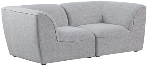 Meridian Furniture Miramar Collection Modern | Contemporary Linen Textured Upholstered Modular Sofa, 76" W x 38" D x 28.5" H, Grey