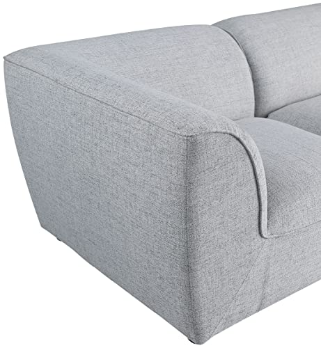 Meridian Furniture Miramar Collection Modern | Contemporary Linen Textured Upholstered Modular Sofa, 76" W x 38" D x 28.5" H, Grey