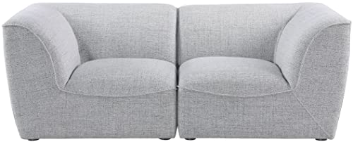 Meridian Furniture Miramar Collection Modern | Contemporary Linen Textured Upholstered Modular Sofa, 76" W x 38" D x 28.5" H, Grey