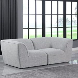 Meridian Furniture Miramar Collection Modern | Contemporary Linen Textured Upholstered Modular Sofa, 76" W x 38" D x 28.5" H, Grey