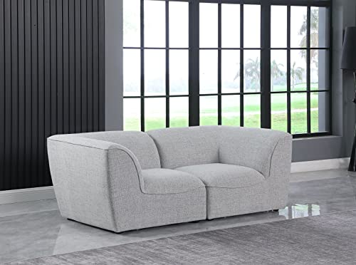 Meridian Furniture Miramar Collection Modern | Contemporary Linen Textured Upholstered Modular Sofa, 76" W x 38" D x 28.5" H, Grey