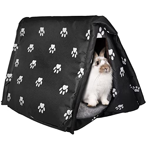 Fhiny Foldable Rabbit Tent Bed, Weatherproof Bunny Warm House Guinea Pig Hideout Cage Accessories for Bunny Guinea Pigs Chinchilla Ferrets Rats Kitten or Other Small Animals