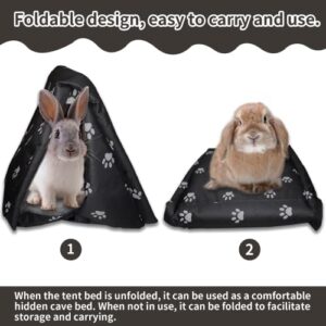 Fhiny Foldable Rabbit Tent Bed, Weatherproof Bunny Warm House Guinea Pig Hideout Cage Accessories for Bunny Guinea Pigs Chinchilla Ferrets Rats Kitten or Other Small Animals