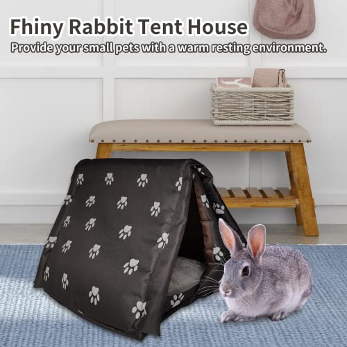 Fhiny Foldable Rabbit Tent Bed, Weatherproof Bunny Warm House Guinea Pig Hideout Cage Accessories for Bunny Guinea Pigs Chinchilla Ferrets Rats Kitten or Other Small Animals