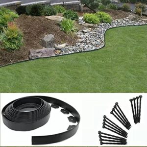 No Dig Landscape Edging，40ft Landscape Edging with 40 Stakes for Lawn,Flower Garden,Grass,The Yard,Lawn Edging 2 Inch Tall(Black, 40FT)