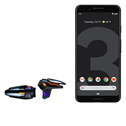 BoxWave Gaming Gear Compatible With Google Pixel 3 - Touchscreen QuickTrigger Auto, Trigger Buttons Autofire Gaming Mobile FPS - Jet Black