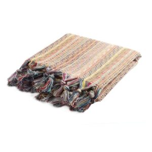 Bohemian Hand Loomed Beige Salmon Beach Bath Towels - 100% Turkish Cotton - Sand Resistant Highly Absorbent Fast Drying & Super Soft - Peshtemal Boho Towel Blanket