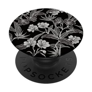 flowers blossom floral flower sketch garden black white popsockets standard popgrip