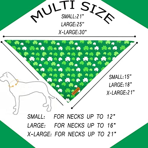 Realeaf St. Patrick's Day Dog Bandanas 2 Pack, Triangle Reversible Pet Scarf for Boy and Girl, Premium Durable Fabric, Multiple Sizes Offered, Bandana for Medium and Large Dogs (Large)