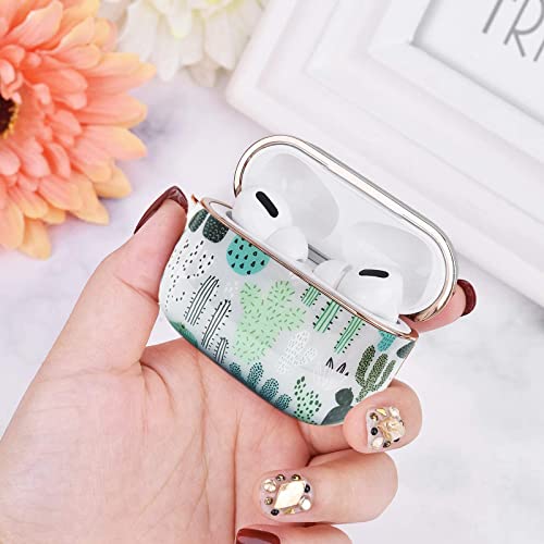 Airpods Pro Case with Keychain and Cute Skin, Air Pod Pro Hard Protective Cover for Women and Girls, Compatible with Apple iPods Pro Earbuds Charging Case 2019, Cactus