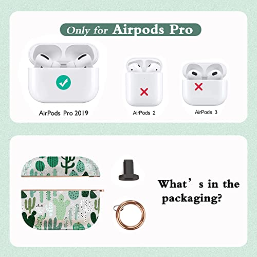 Airpods Pro Case with Keychain and Cute Skin, Air Pod Pro Hard Protective Cover for Women and Girls, Compatible with Apple iPods Pro Earbuds Charging Case 2019, Cactus