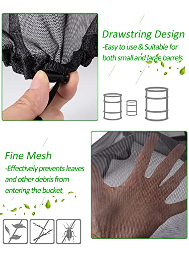 4 Pcs Mesh Cover for Rain Barrels - Rain Barrel Net Cover with Drawstring Rain Barrel Netting Screen for Preventing Fallen Leaves Debris and Small Objects in The Garden or Under The Eaves - 39in