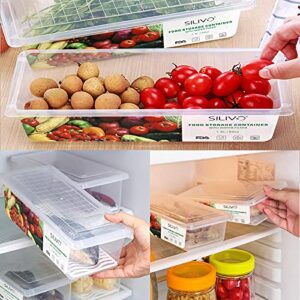 SILIVO 6 Pack Produce Saver Refrigerator Organizer Bins for Fruits and Vegetables- 3 Pack 1.5L + 3 Pack 4.5L