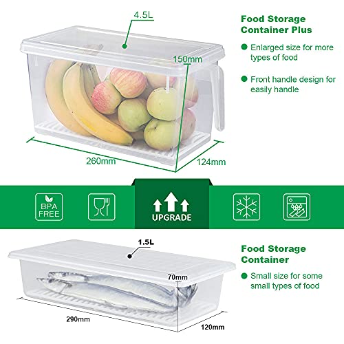 SILIVO 6 Pack Produce Saver Refrigerator Organizer Bins for Fruits and Vegetables- 3 Pack 1.5L + 3 Pack 4.5L