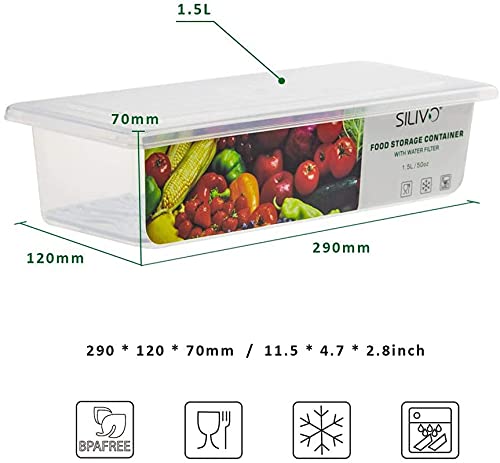 SILIVO 6 Pack Produce Saver Refrigerator Organizer Bins for Fruits and Vegetables- 3 Pack 1.5L + 3 Pack 4.5L