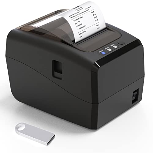 Itari Thermal Receipt Printer, POS Printer Support USB/Serial/Ethernet(LAN) and Cash Drawer for Android, Windows, Mac, Linux and Chromebook with Auto-Cutter and Alarm Reminder (Black)