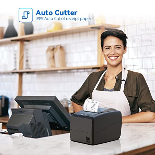 Itari Thermal Receipt Printer, POS Printer Support USB/Serial/Ethernet(LAN) and Cash Drawer for Android, Windows, Mac, Linux and Chromebook with Auto-Cutter and Alarm Reminder (Black)