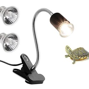 Yecherate (2bulbs Included) Reptile Heat Lamp Reptile Light with Holder&Switch, UVA UVB Reptile Lamp Adjustable with Fixture for Lizard Turtle Snake Amphibian&Aquariaum Accessories