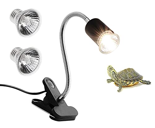 Yecherate (2bulbs Included) Reptile Heat Lamp Reptile Light with Holder&Switch, UVA UVB Reptile Lamp Adjustable with Fixture for Lizard Turtle Snake Amphibian&Aquariaum Accessories