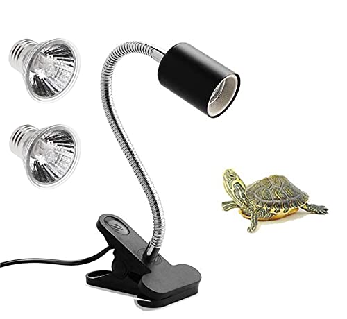 Yecherate (2bulbs Included) Reptile Heat Lamp Reptile Light with Holder&Switch, UVA UVB Reptile Lamp Adjustable with Fixture for Lizard Turtle Snake Amphibian&Aquariaum Accessories