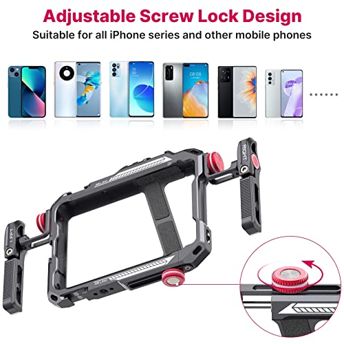 ULANZI Smartphone Video Rig with Handle, LINO Filmmaking Case Aluminum Alloy Phone Video Stabilizer Grip Tripod Mount for Video Maker Videographer with Cold Shoe for iPhone 13 Mini Pro Max 8 Plus