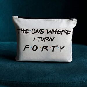 40th Birthday Gifts for Women, 1982 Birthday Decorations Present for Women 40 Year Old Birthday Gift Ideas for Mom, Wife, Friends, Coworker, Aunt, Boss, Sister- The One Where I Turn Forty Makeup Bag