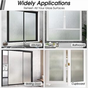 Window Privacy Film Bathroom Frosted Glass Window Film Static Cling Raindrops Door Window Coverings Anti UV Sun Heat Blocking Home Tint Removable Summer Frosting Sticker (Silver Silk, 35.4 x 118.1 In)