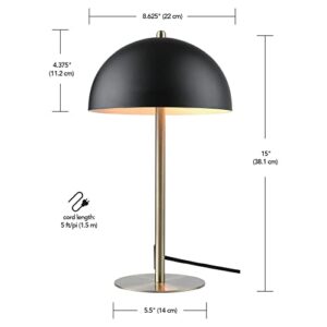 Globe Electric 52938 Luna 15" Desk Lamp, Matte Black, Matte Brass Accents, in-Line On/Off Rocker Switch