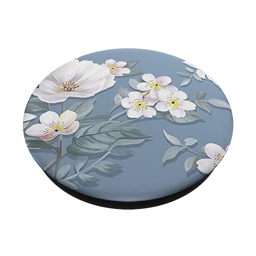 Floral Magnolia White Pattern Phone Popper PopSockets Standard PopGrip