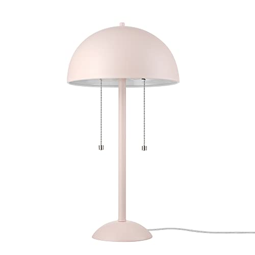 Globe Electric 65531 Luna 21" 2-Light Table Lamp, Matte Blush Pink, Double Plated Nickel On/Off Pull Chains