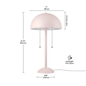 Globe Electric 65531 Luna 21" 2-Light Table Lamp, Matte Blush Pink, Double Plated Nickel On/Off Pull Chains