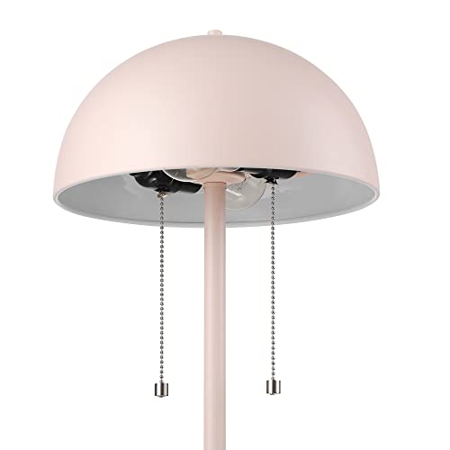 Globe Electric 65531 Luna 21" 2-Light Table Lamp, Matte Blush Pink, Double Plated Nickel On/Off Pull Chains