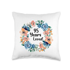 men women 95th birthday gift loved mom grandma 95 years old 95th birthday throw pillow, 16x16, multicolor