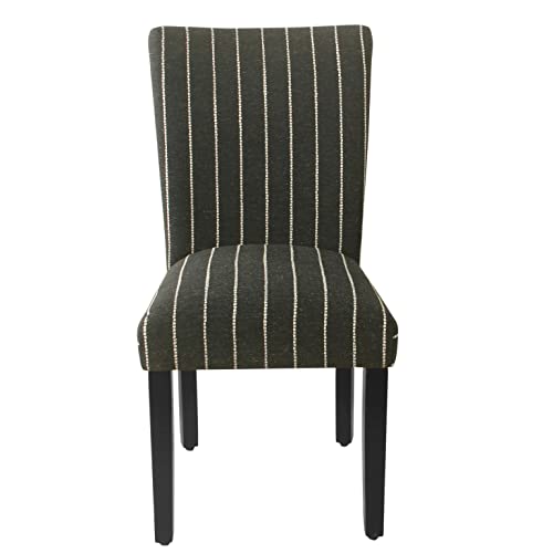 HomePop Classic Parsons Dining Chair -Black with Boucle Stripe (Set of 2)