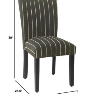 HomePop Classic Parsons Dining Chair -Black with Boucle Stripe (Set of 2)