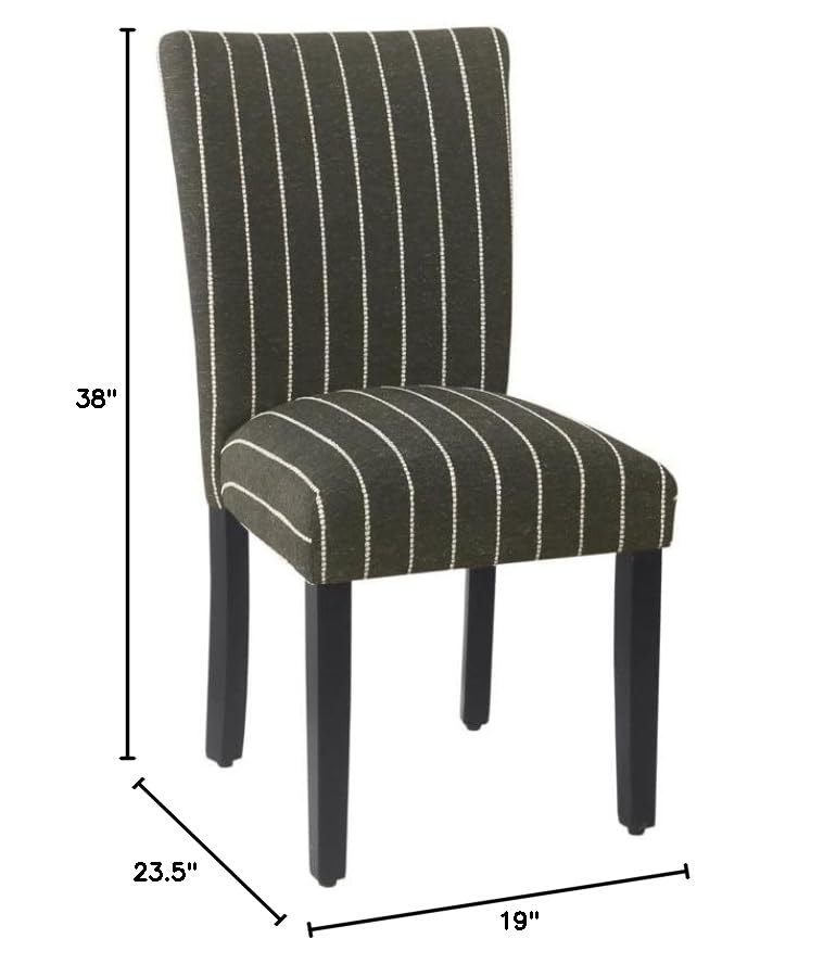 HomePop Classic Parsons Dining Chair -Black with Boucle Stripe (Set of 2)