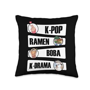 k-pop gifts & accessories ramen boba k-drama fan-korean pop music kpop throw pillow, 16x16, multicolor