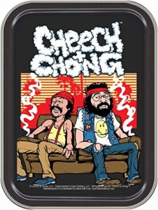 stash tins - cheech & chong - cartoon storage container 4.37" l x 3.5" w x 1" h