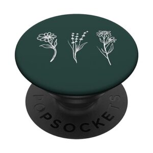 minimalist forest green floral pattern flower popsockets standard popgrip