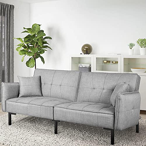 FDW Futon Bed Folding Small Convertible Sofa for Living Room and Homeoffice Furniture, Grey