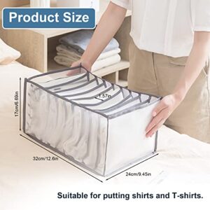 KesaPlan 2Pcs Wardrobe Clothes Organizer, 9Grids Visible Foldable Closet Organizers, Compartment Storage Box with Mesh Separation, Washable Drawer Dividers Organizers for T-Shirt & Shirts (Shirts)