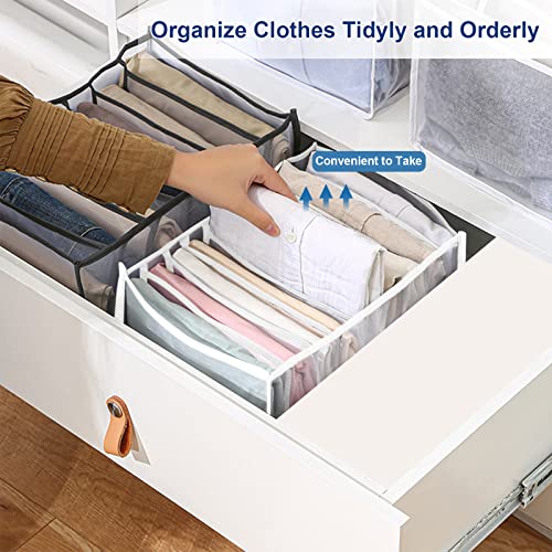 KesaPlan 2Pcs Wardrobe Clothes Organizer, 9Grids Visible Foldable Closet Organizers, Compartment Storage Box with Mesh Separation, Washable Drawer Dividers Organizers for T-Shirt & Shirts (Shirts)