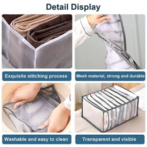 KesaPlan 2Pcs Wardrobe Clothes Organizer, 9Grids Visible Foldable Closet Organizers, Compartment Storage Box with Mesh Separation, Washable Drawer Dividers Organizers for T-Shirt & Shirts (Shirts)