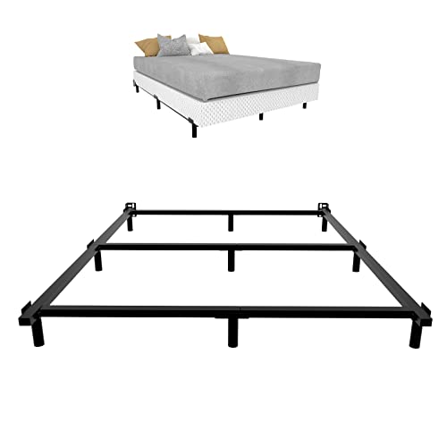 BUTUNITA Metal Bed Frame King Size-7 Inch Heavy Duty Low Profile Bed Frames 9-Leg Support Base for Box Spring & Mattress Bedframe Easy Assembly Sturdy Tool-Free Platform Black