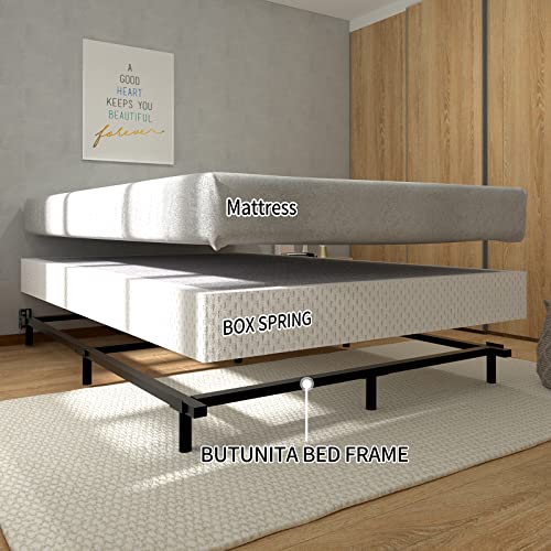 BUTUNITA Metal Bed Frame King Size-7 Inch Heavy Duty Low Profile Bed Frames 9-Leg Support Base for Box Spring & Mattress Bedframe Easy Assembly Sturdy Tool-Free Platform Black