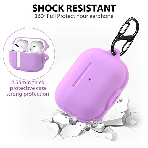 leQuiven for Airpods Pro Case, AirPod Pro Case Cover with Keychain, Silicone Case Cover for AirPods Pro Wireless Charging Case, [Front LED Visible] Shockproof Protective Case for Air Pods Pro(Purple)